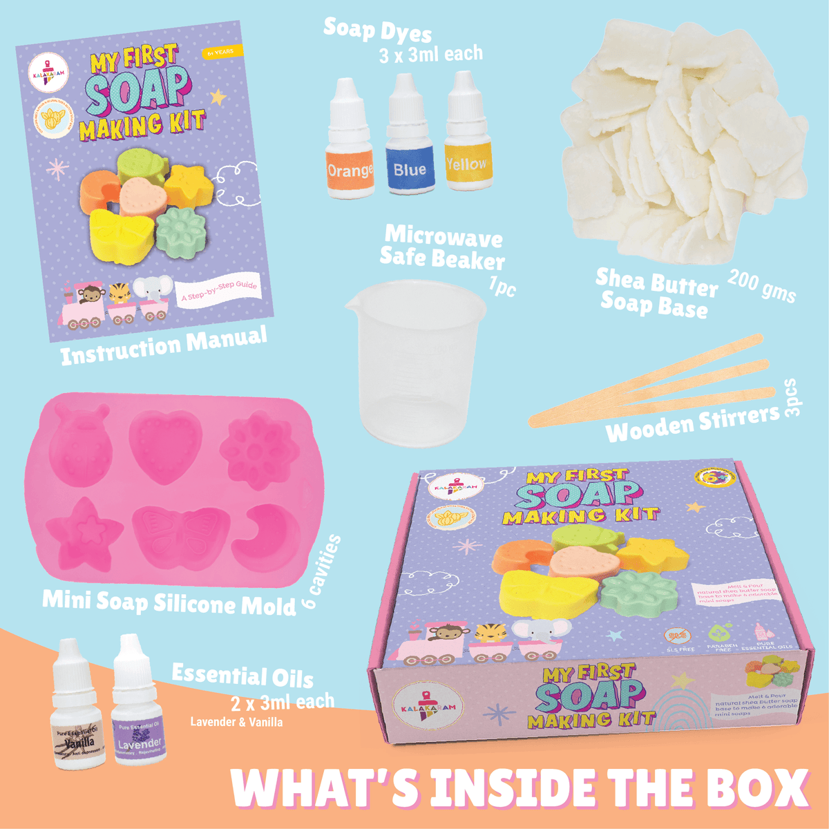 Kids Soap Making Kit - Sensory Science Experiment Ages 6-10 – Kalakaram